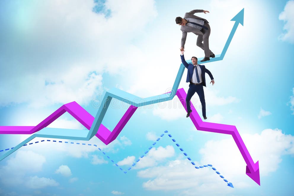 Businessman Saving Competitor during the Crisis Stock Photo - Image of ...