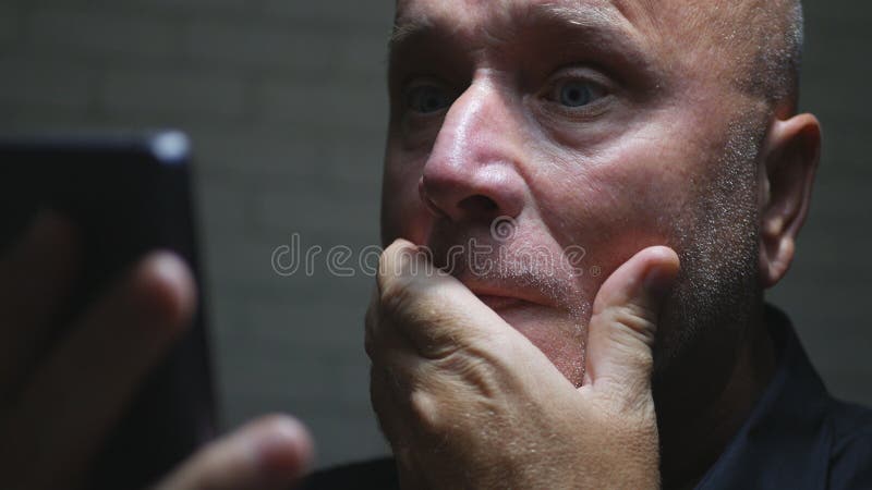 Scared Businessman Text Using Smartphone Wireless Connection Stock ...