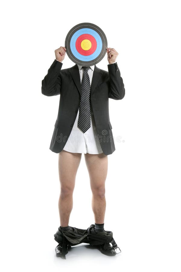 Businessman Scared Metaphor with Target Stock Image - Image of model ...