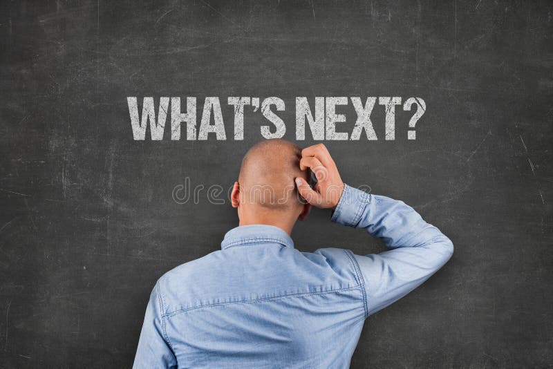 Businessman Scratching Head while Looking at Text on Blackboard Stock ...