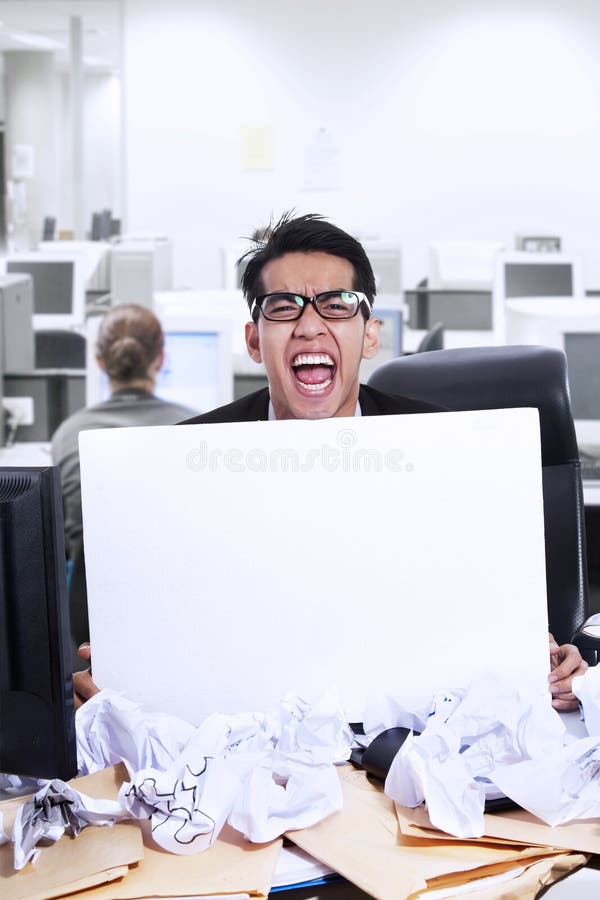 Businessman Scream and Blank Paper Stock Photo - Image of displeased ...