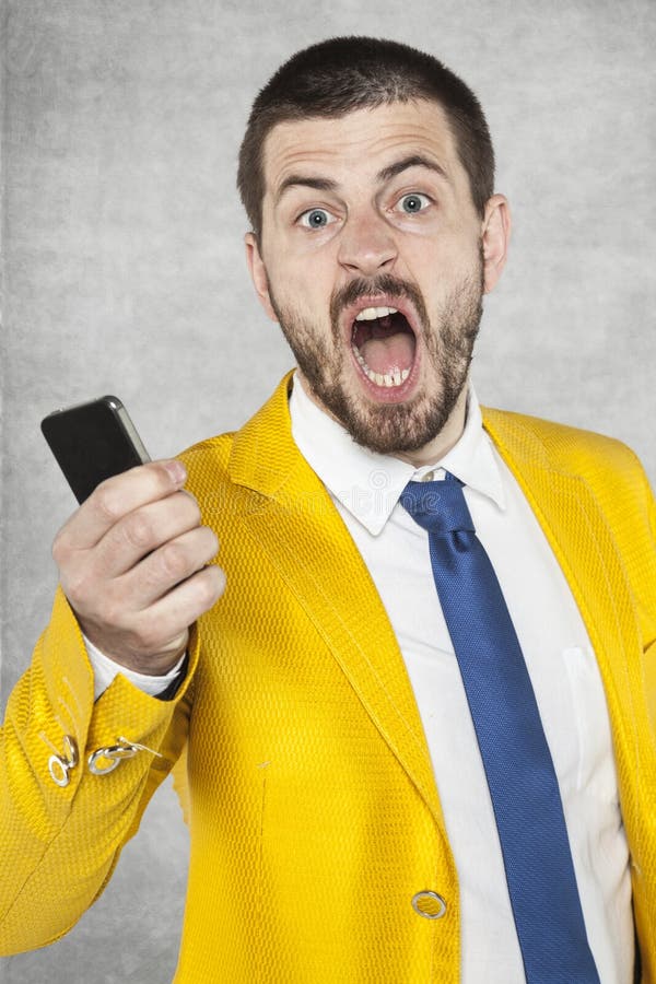 Businessman Screaming with Anger Stock Image - Image of gold ...