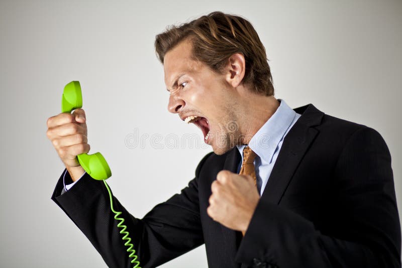 Scream of Angry Stressed Man at Phone Stock Photo - Image of face ...