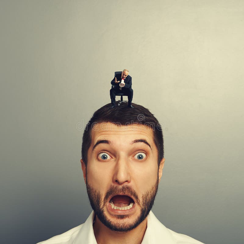 Scared Screaming Man with Open Head Stock Image - Image of mind, scared ...