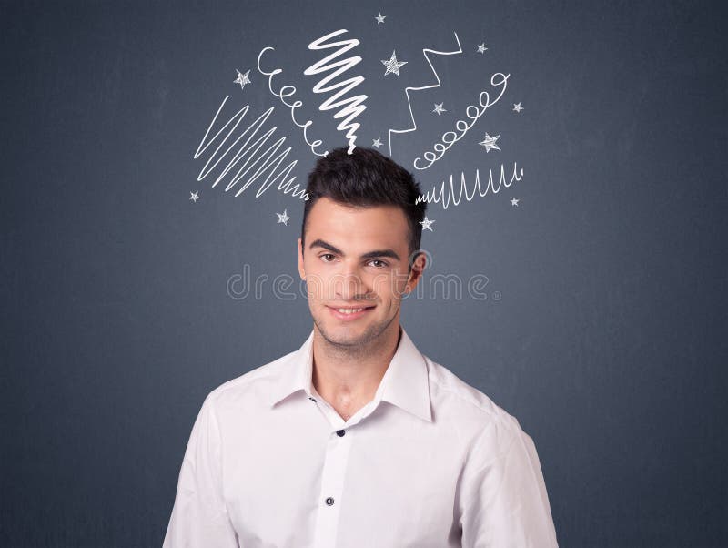 Businessman with scribbles stock image. Image of risk - 95266133
