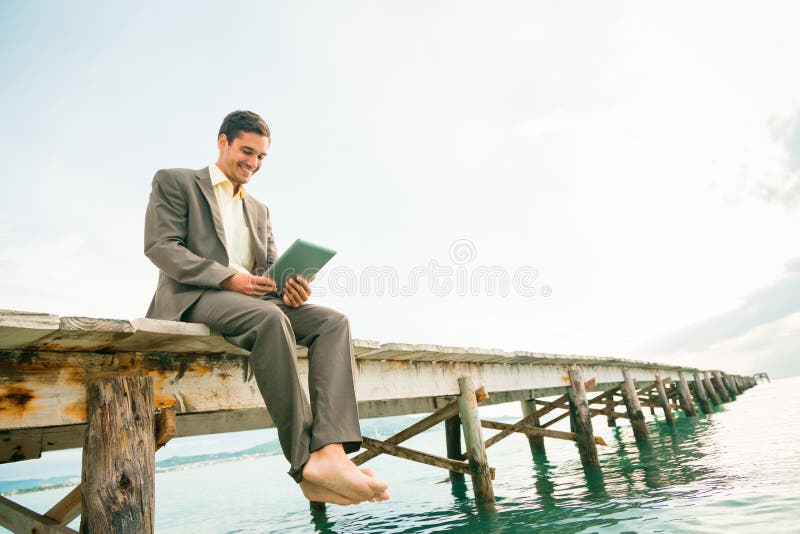 Businessman by the Sea stock photo. Image of concept - 120017208