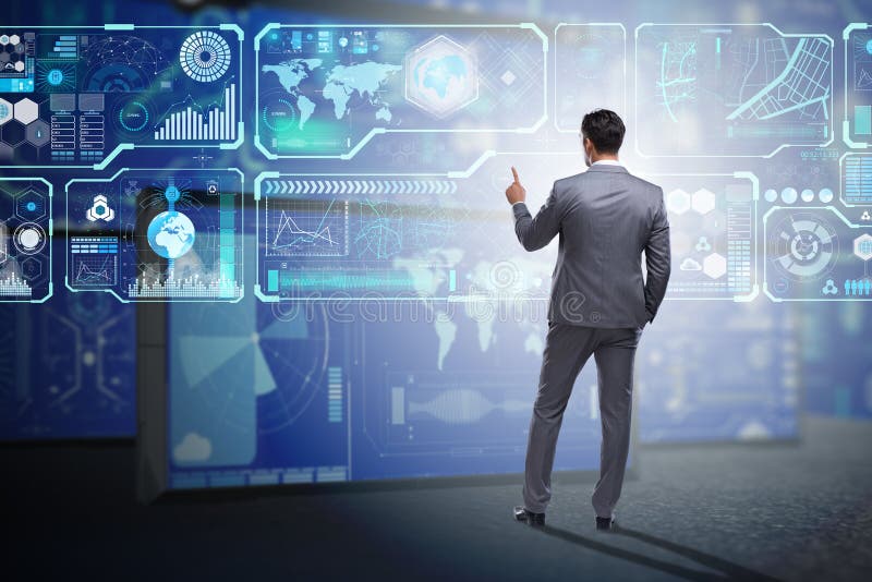 The Businessman Searching for Big Data Stock Photo - Image of ...