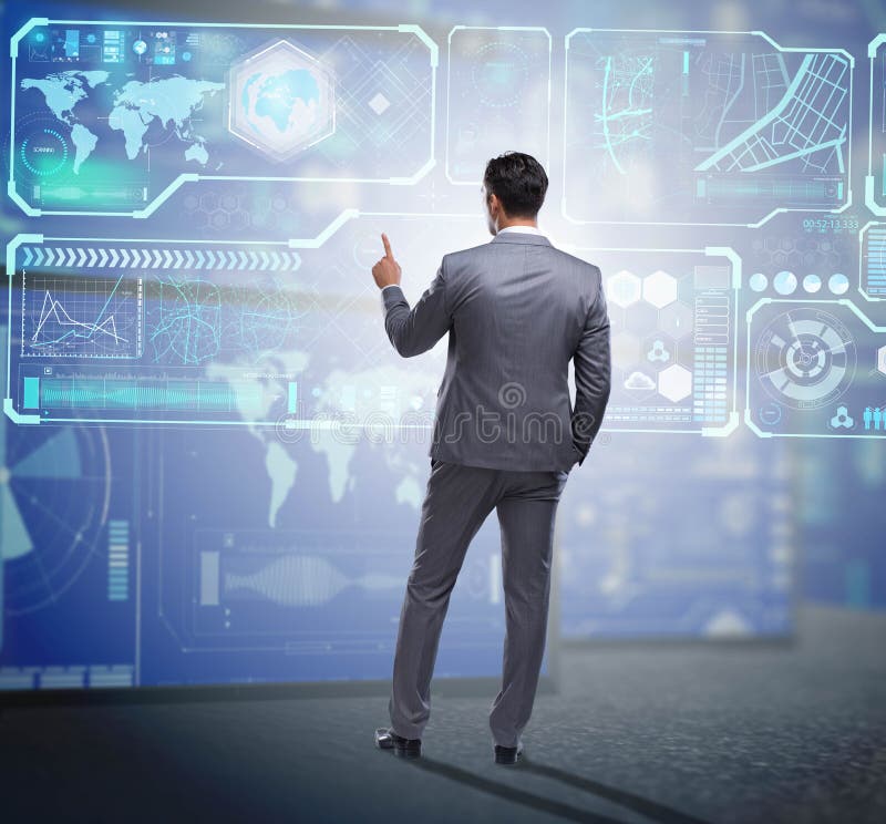 Businessman Searching for Big Data Stock Image - Image of center ...