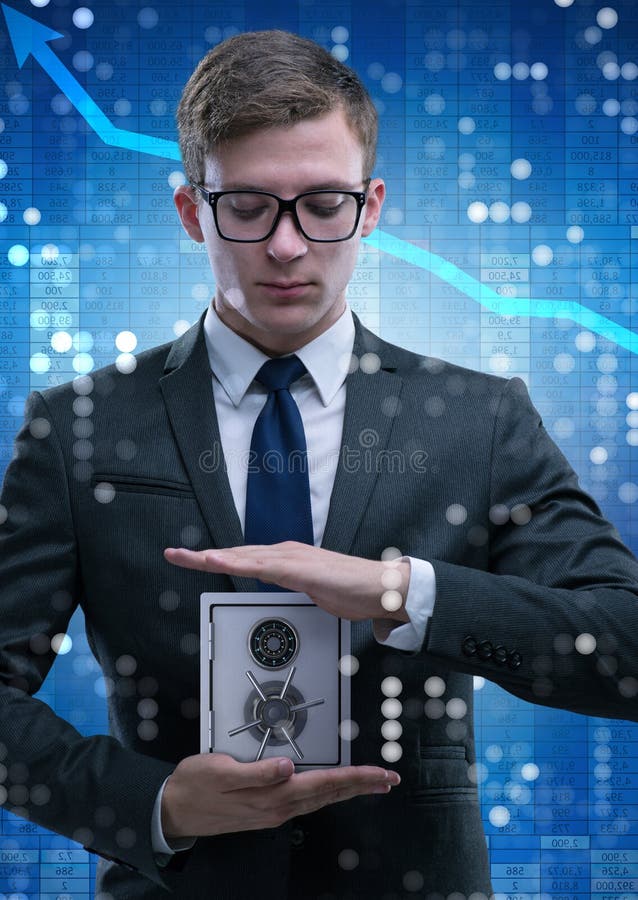 Businessman in Security Concept with Safe Stock Photo - Image of male ...