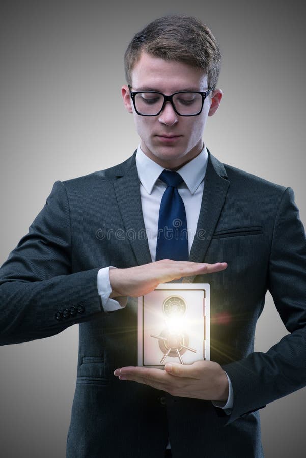 The Businessman in Security Concept with Safe Stock Image - Image of ...