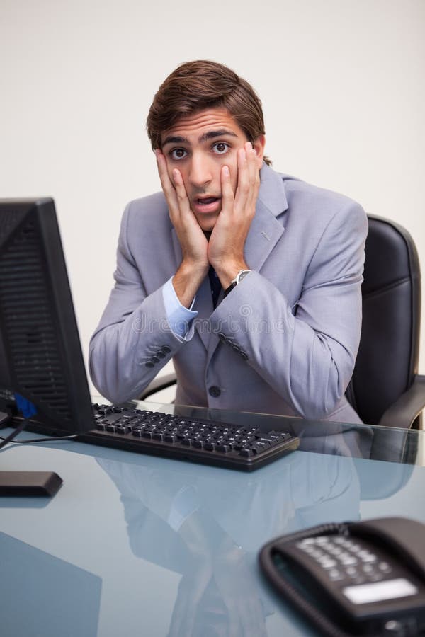 Businessman seems scared stock image. Image of caucasian - 22349991