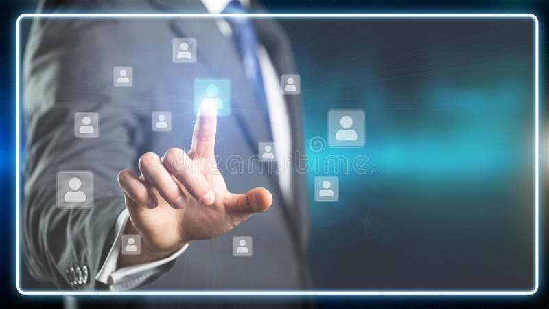 Businessman Selecting a Person Symbol Stock Illustration - Illustration ...