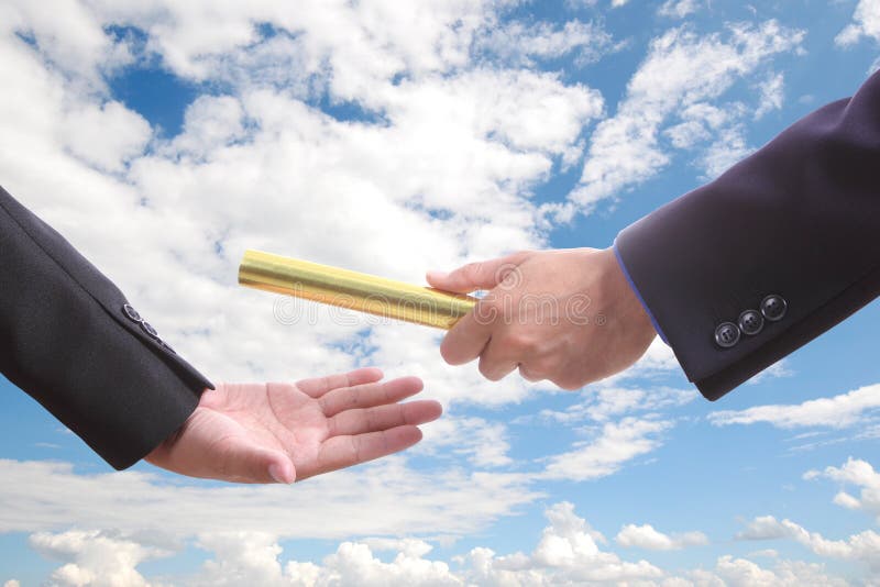 Businessman Send Golden Boton To Another One Stock Image - Image of ...