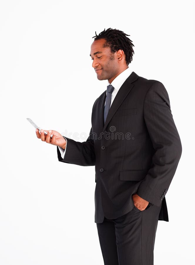 Businessman Sending Text Message Stock Photo - Image of adult, cellular ...