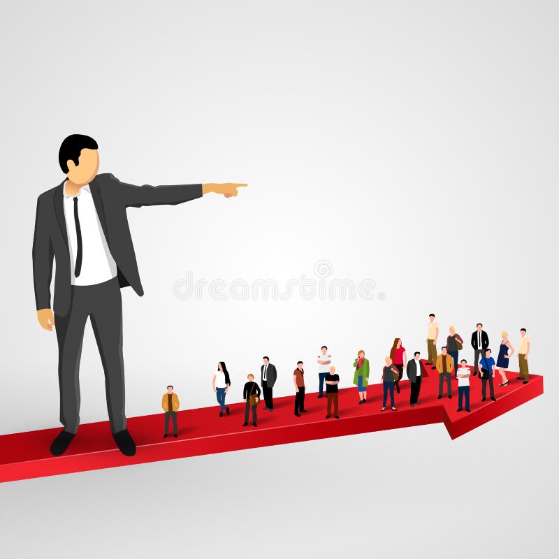 Cartoon Crowd, Pointing Arrow Stock Illustration - Illustration of ...