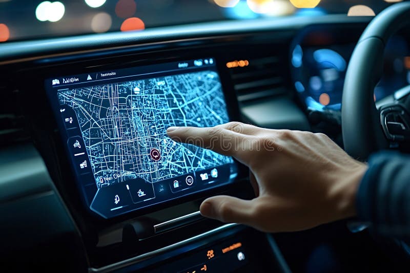 Businessman Using Gps Navigation System on Car Dashboard Stock Image ...