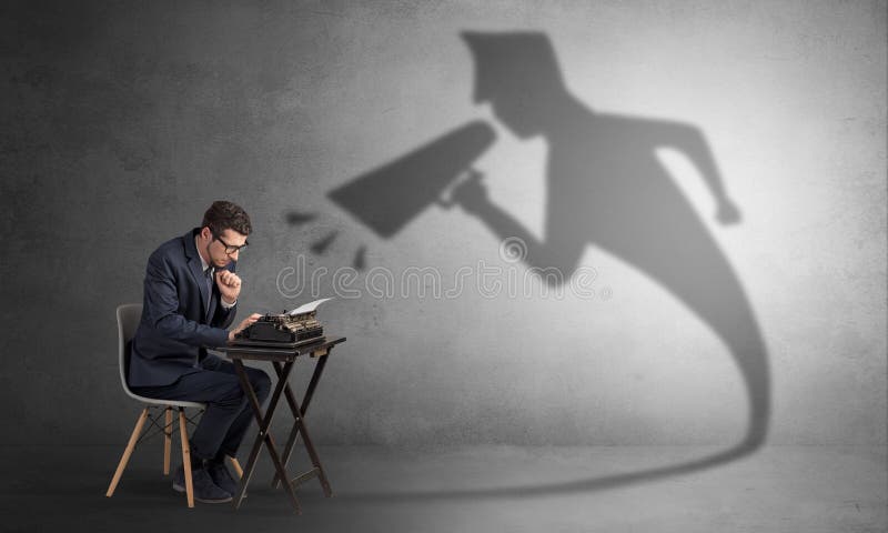 Businessman Shadow Yelling To Himself Concept Stock Image - Image of ...