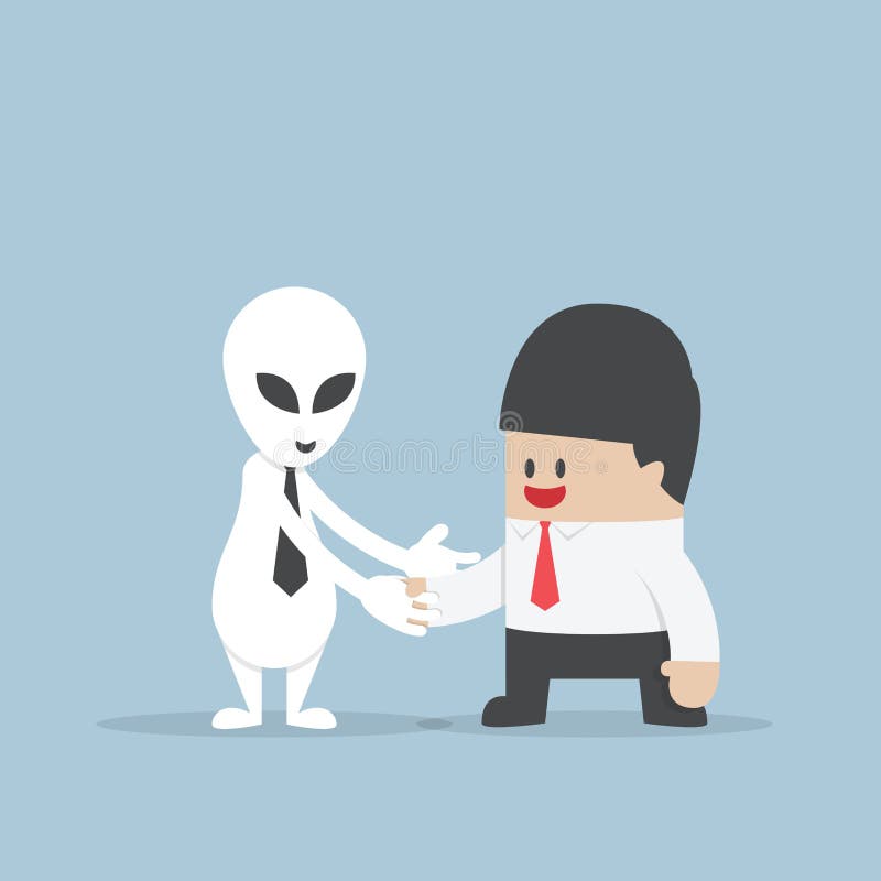 Businessman Shaking Hands with Alien Stock Vector - Illustration of ...