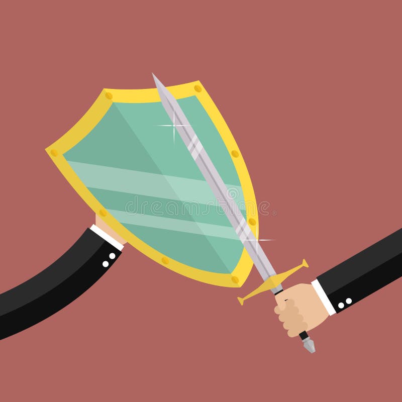 Businessman with Shield Protecting Attact of Enemy Stock Vector ...