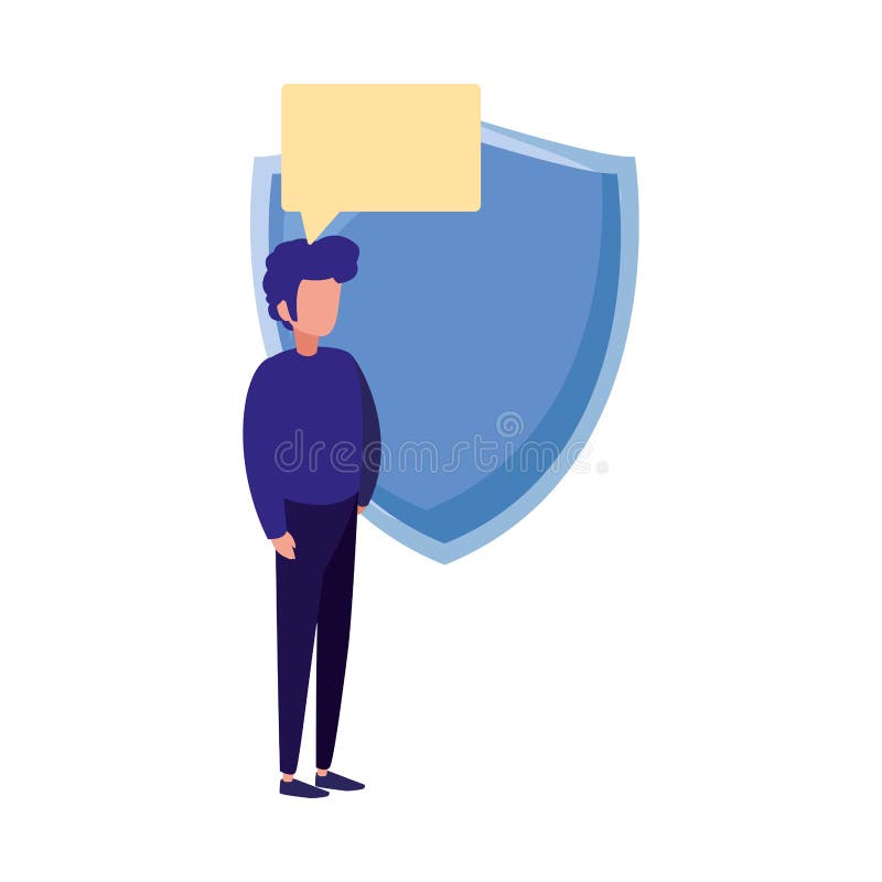 Businessman Shield Protection Speech Bubble Stock Vector - Illustration ...