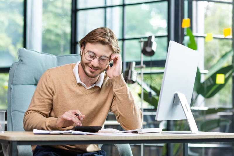Businessman in Shirt Doing Paperwork, Man Working with Documents ...