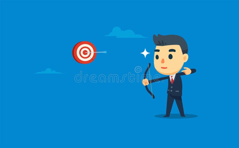A Businessman is Shooting the Target with Accuracy. Vector Illustration ...