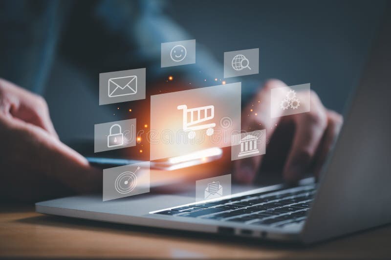 Businessman Shopping Online, E-commerce, Internet Banking, Spending ... Businessman Shopping Online, E-commerce, Internet Banking, Spending ...