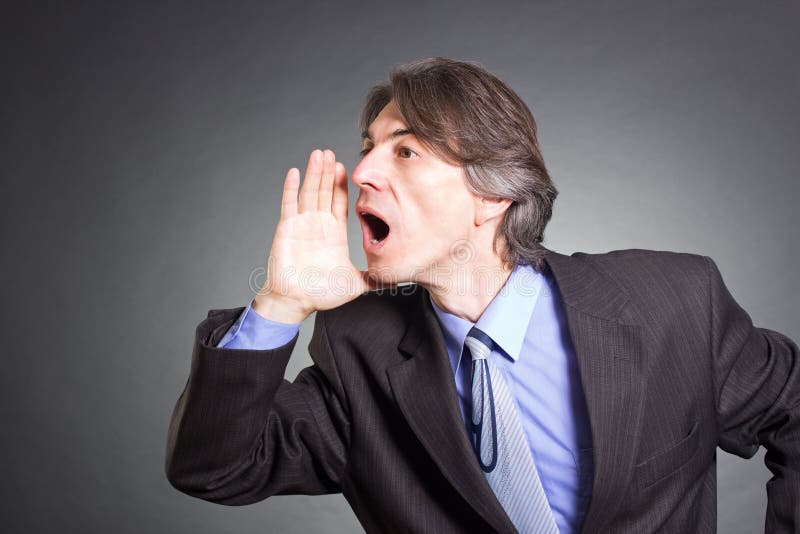 Businessman shouting stock photo. Image of call, facial - 27347318