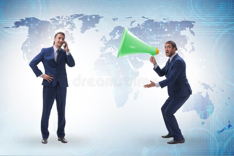 Businessman Shouting through Large Loudspeaker Stock Image - Image of ...