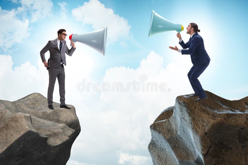 Businessman Shouting with Loudspeaker at Each Other Stock Image - Image ...