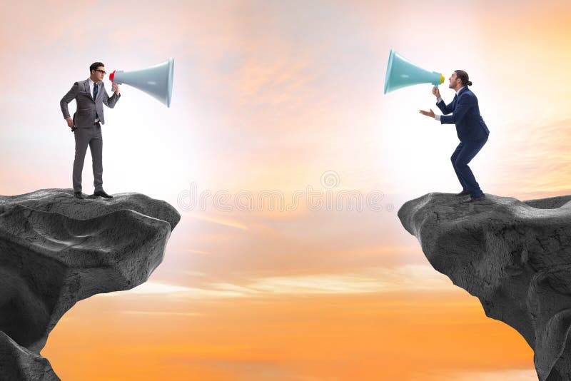 Businessman Shouting with Loudspeaker at Each Other Stock Image - Image ...