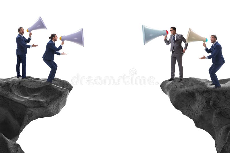 Businessman Shouting with Loudspeaker at Each Other Stock Image - Image ...