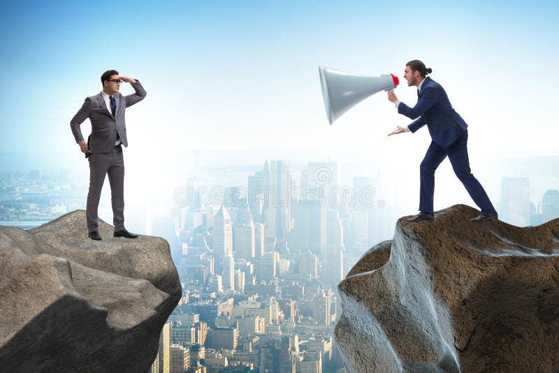 Businessman Shouting with Loudspeaker at Each Other Stock Image - Image ...