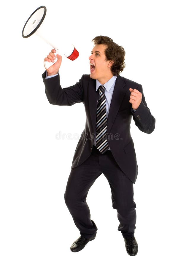 Businessman with Megaphone stock image. Image of energetic - 2254885