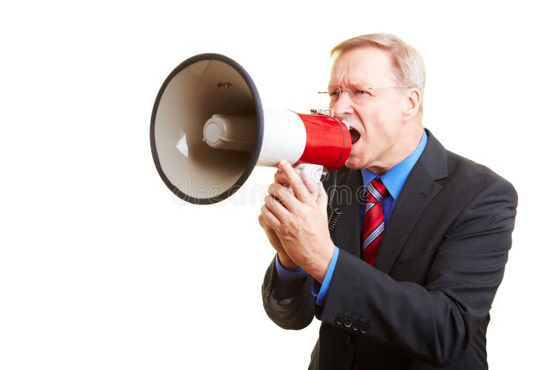 Businessman Shouting with Megaphone Stock Photo - Image of loud ...