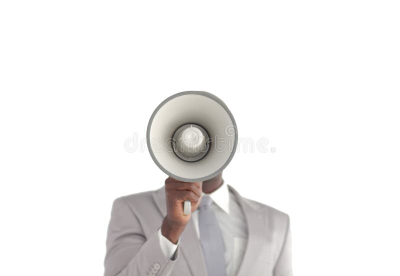 Businessman Shouting in a Megaphone Stock Image - Image of isolated ...