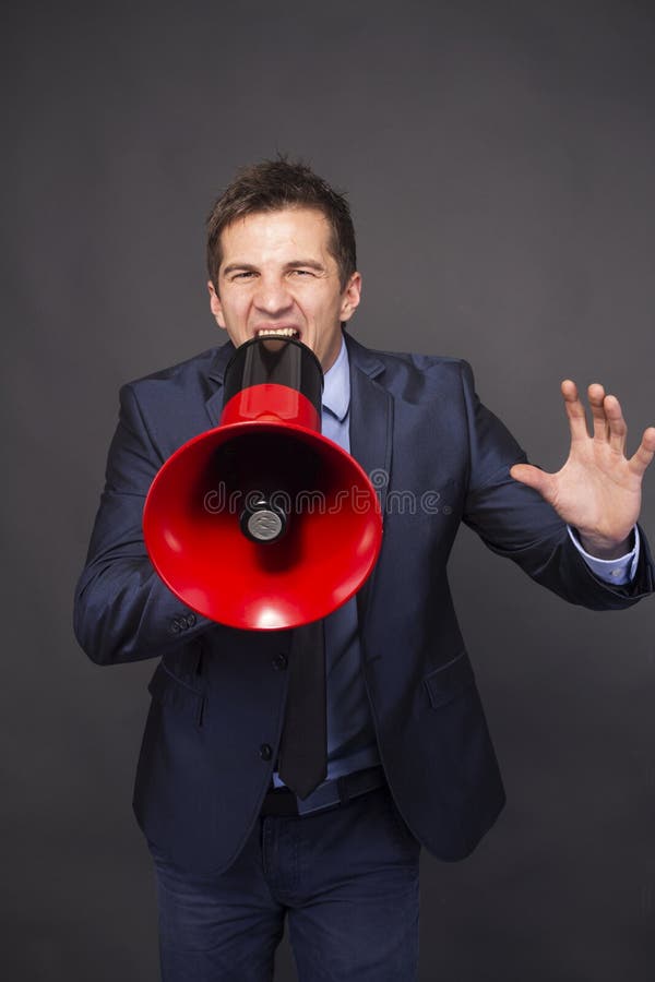 Bullhorn Businessman Megaphone Profile Shouting Stock Photo - Image of ...