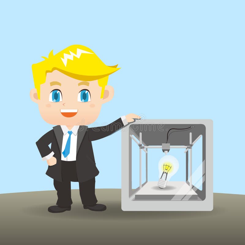 Businessman Show 3D Printer Stock Vector - Illustration of character ...