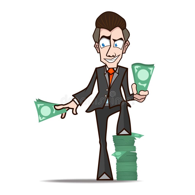 Businessman Show Rich Cartoon Stock Vector - Illustration of banking ...