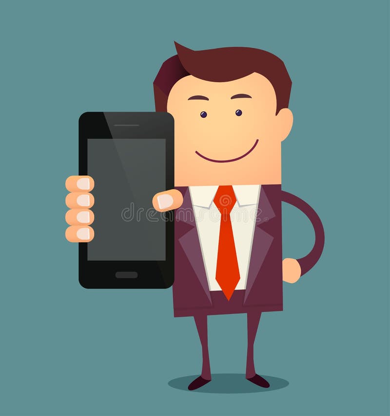 Businessman Showing a Blank Smart Phone Screen Vector Illustration ...