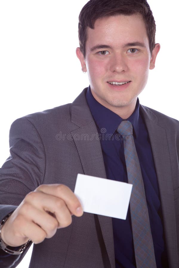 Businessman Showing Business Card Stock Image - Image of portrait ...