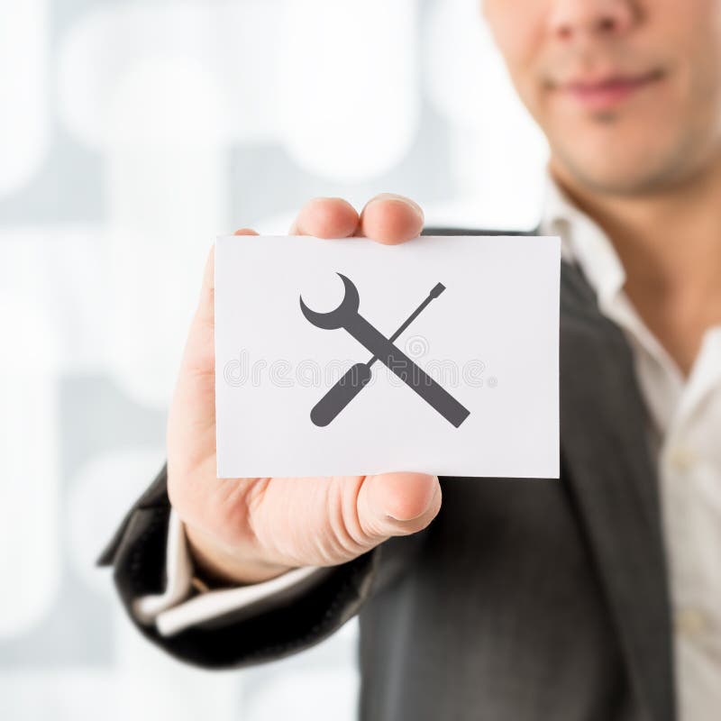 Businessman Showing Card for Service Concept Stock Photo - Image of ...