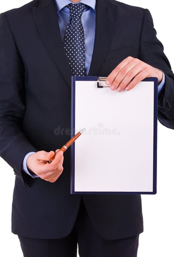 Businessman Showing Clipboard. Stock Photo - Image of caucasian, adult ...