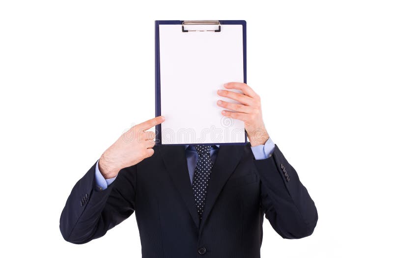 Businessman Showing Clipboard. Stock Photo - Image of caucasian, funny ...