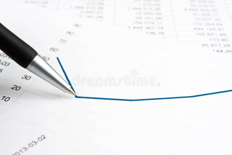 Businessman Showing a Diagram on a Financial Report Using a Pen Stock ...
