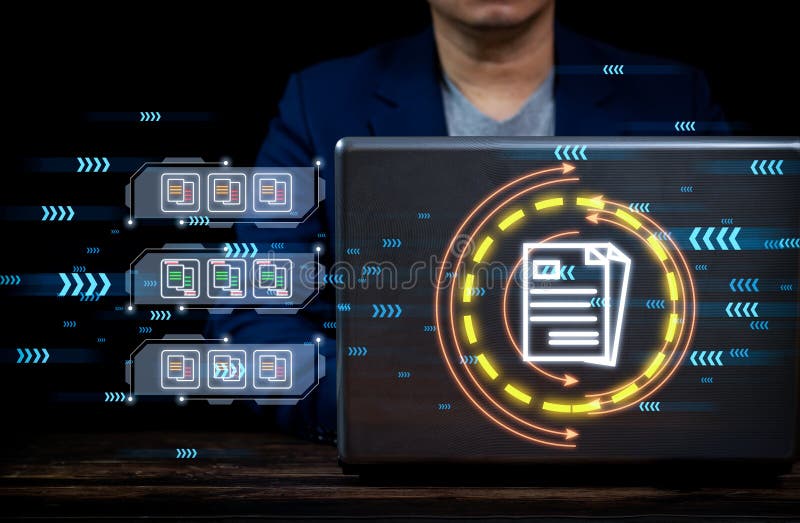 Businessman Showing Document Icon To Access Information in Online ...