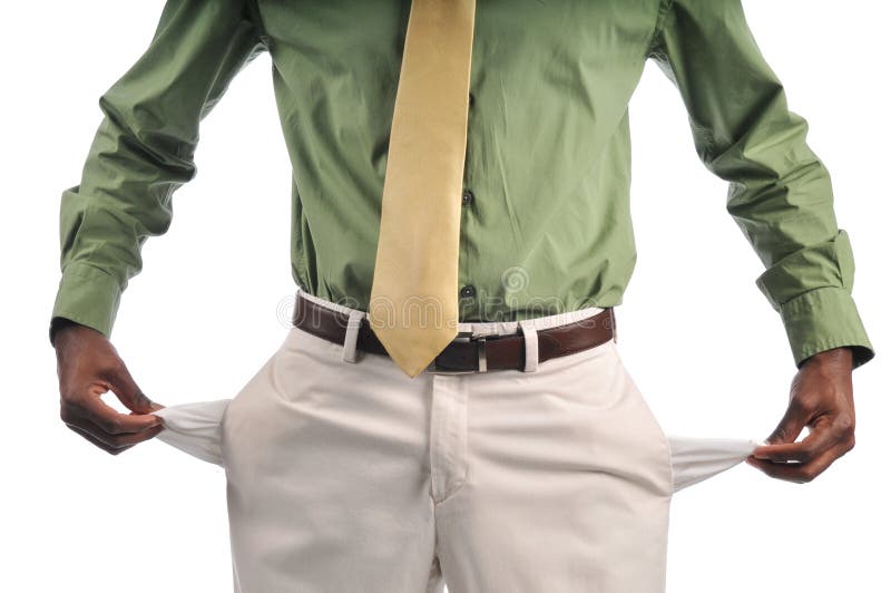 Broke and Poor Business Man with Empty Pockets Stock Photo - Image of ...