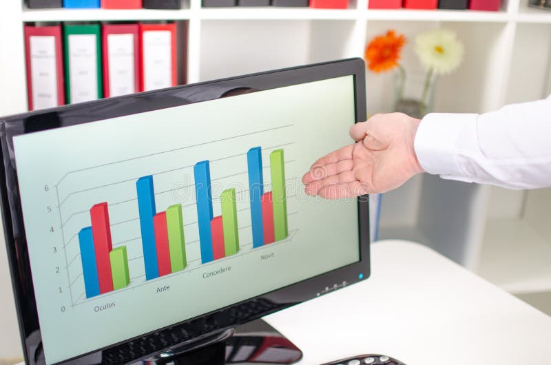 Businessman Showing a Graph on the Screen Stock Image - Image of ...