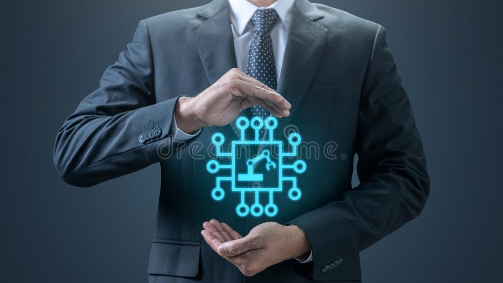 Businessman is Showing an Icon Representing Technical Support in His ...