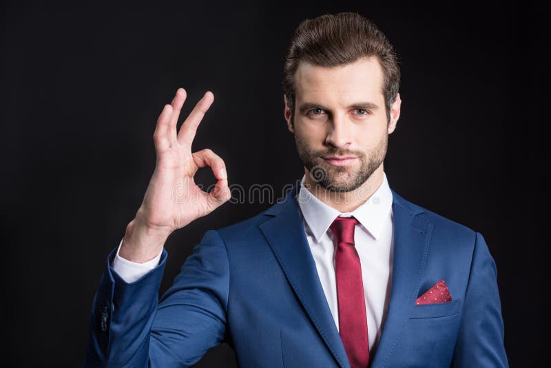 Businessman Showing Ok Gesture Stock Image - Image of hand, executive ...